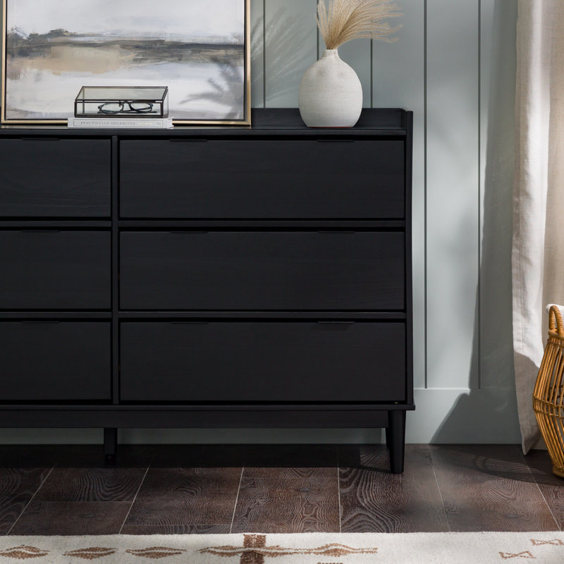 Ebern Designs Niarose 6 Drawer 55" W Solid Wood Double Dresser | Wayfair